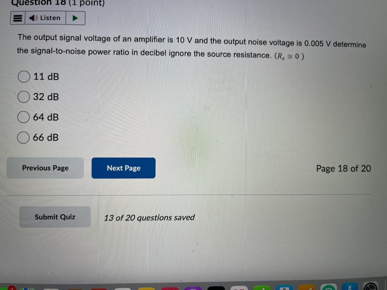 Solved The output signal voltage of an amplifier is 10 V and | Chegg.com
