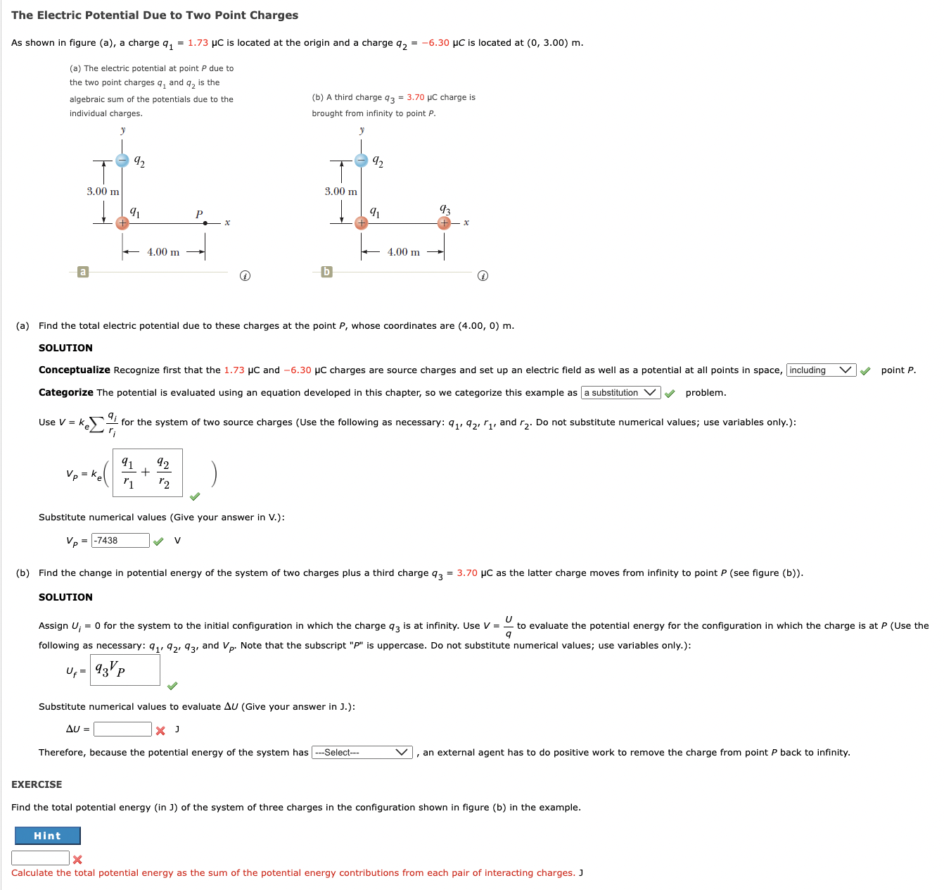 Solved The Electric Potential Due to Two Point Charges As | Chegg.com
