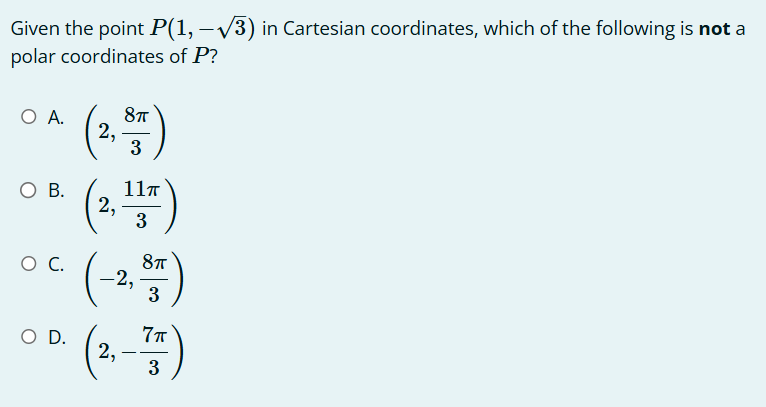 Solved code class="asciimath">Given the point P(1,-\sqrt(3)) | Chegg.com