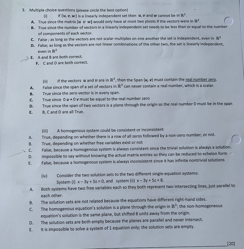 Solved 3. Multiple choice questions (please circle the best | Chegg.com