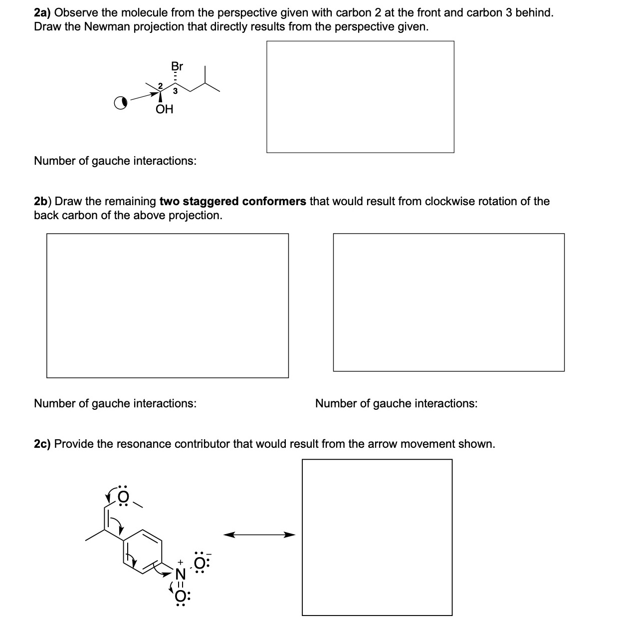 Solved 2a) Observe the molecule from the perspective given | Chegg.com