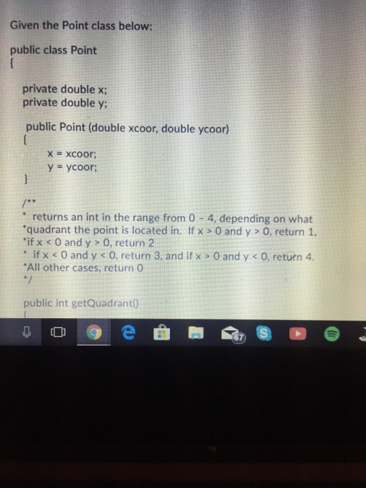 Solved Given the Point class below: public class Point | Chegg.com