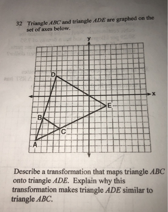 Solved Triangle ABC and triangle ADE are graphed on the set | Chegg.com