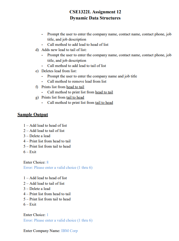 Solved Overview Topics - Doubly Linked List Description For | Chegg.com