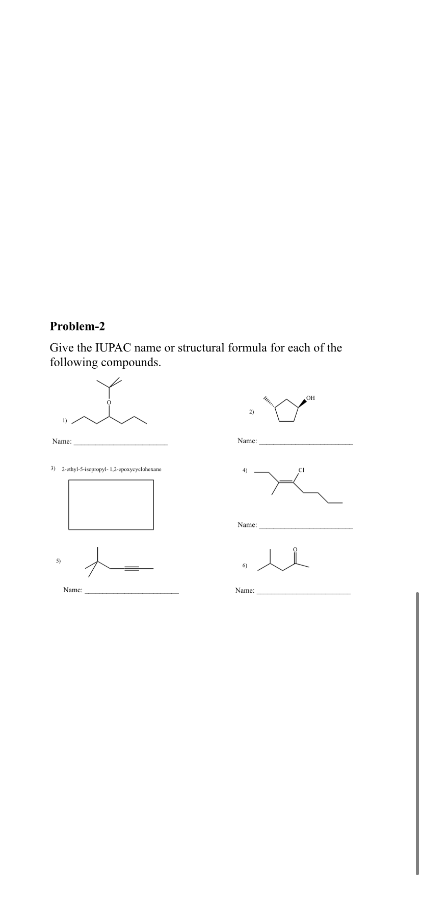 Solved Problem-2 Give the IUPAC name or structural formula | Chegg.com