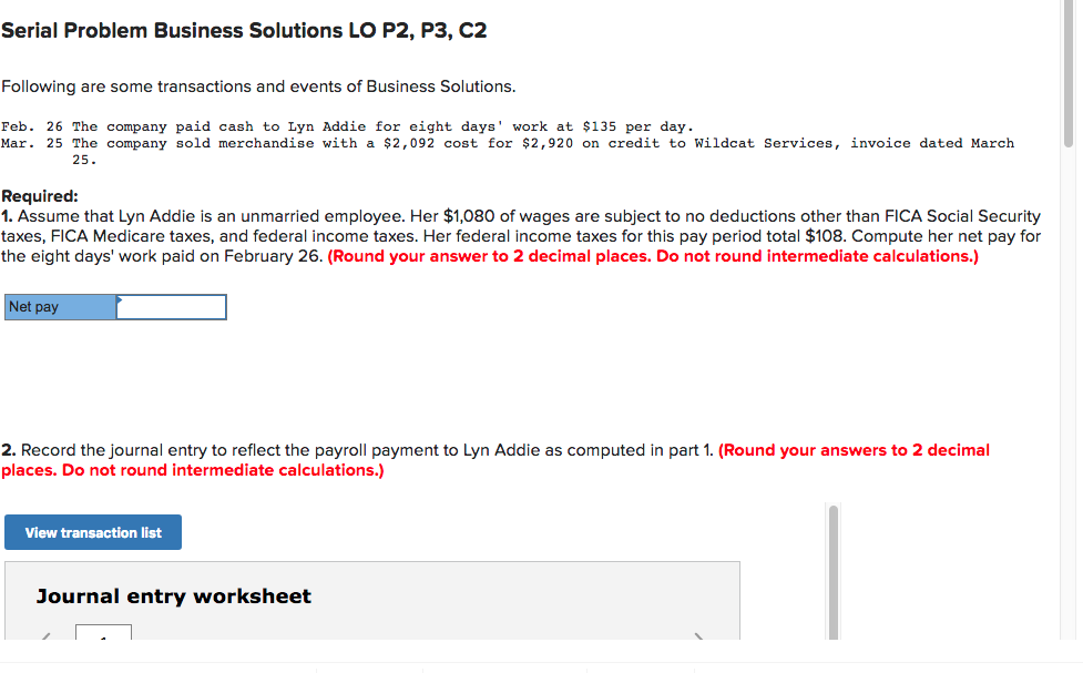 Solved Serial Problem Business Solutions LO P2, P3, C2 | Chegg.com