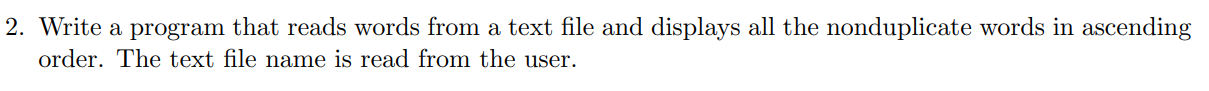 Solved 2. Write a program that reads words from a text file | Chegg.com