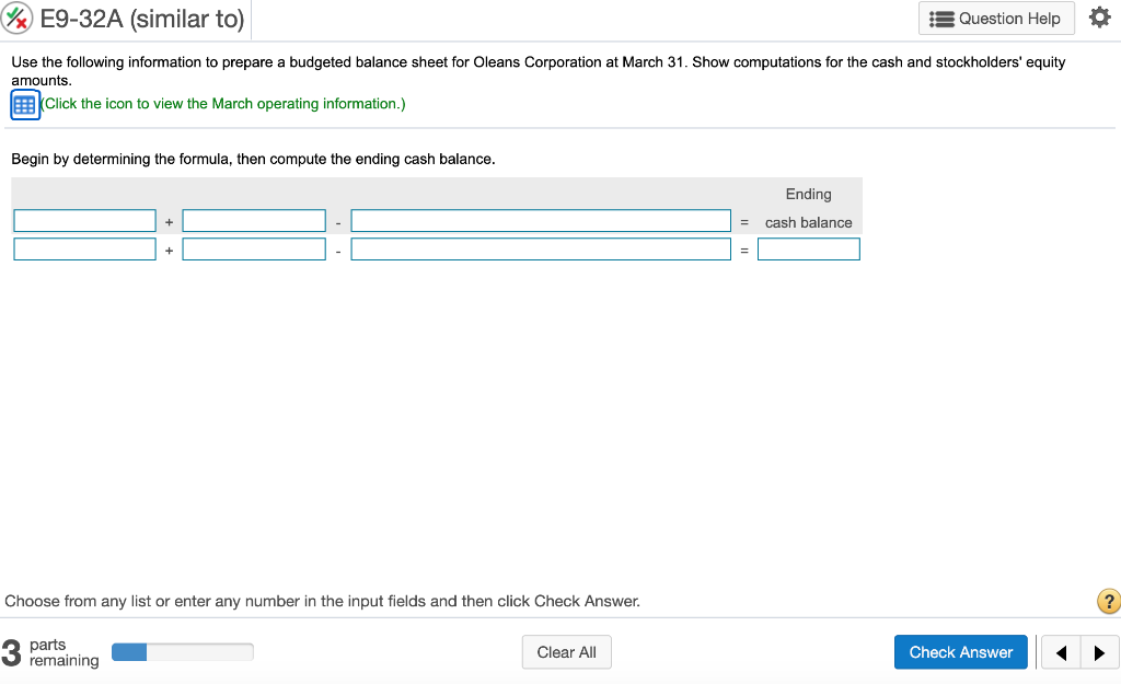 Solved E9-32A (similar to) Question Help Use the following | Chegg.com