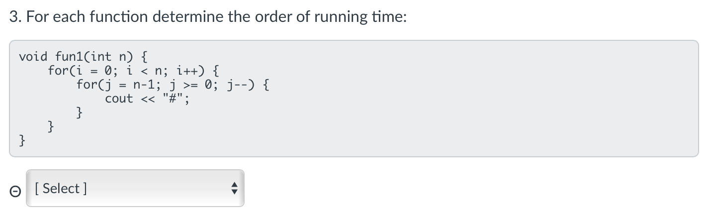 Solved 3. For each function determine the order of running | Chegg.com