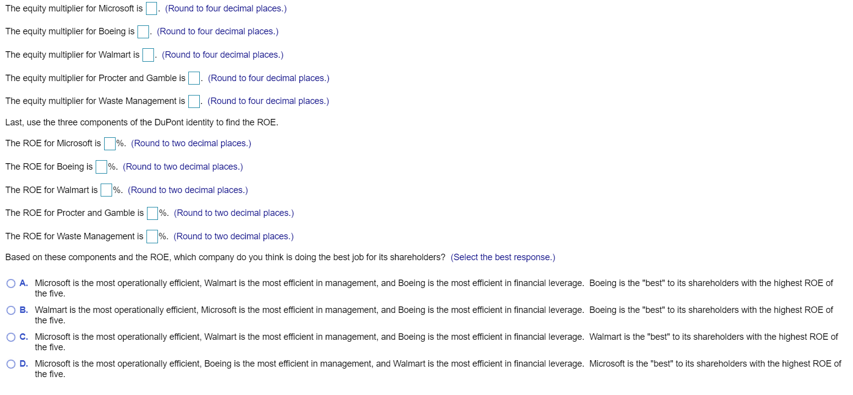 Solved DuPont identity. Given the data in the popup window, | Chegg.com