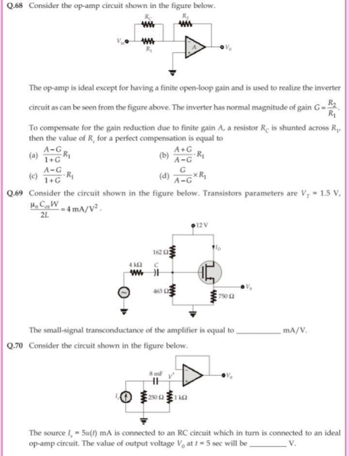 Solved Q.68 Consider the op-amp circuit shown in the figure | Chegg.com