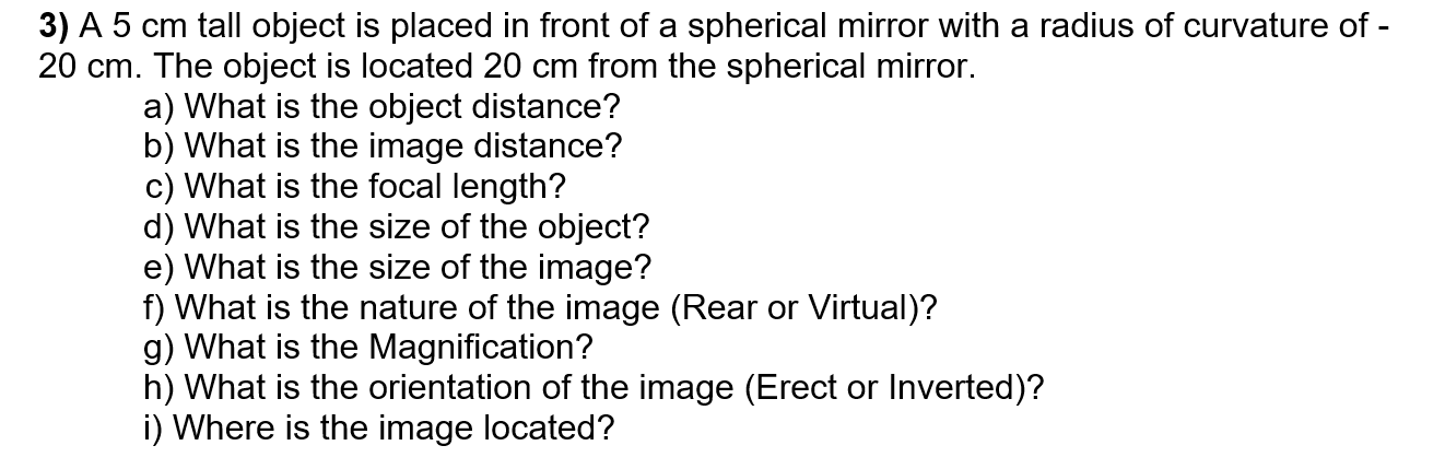 Solved 3) A 5 cm tall object is placed in front of a | Chegg.com