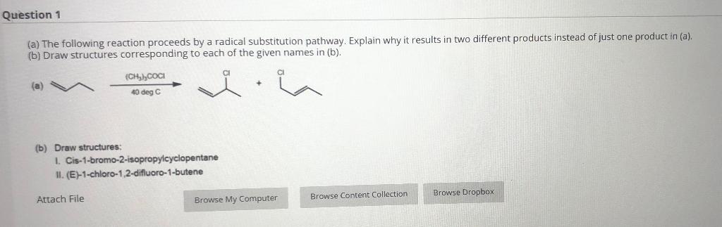 Solved Question 1 (a) The following reaction proceeds by a | Chegg.com