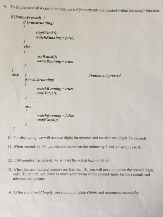 Objective: Build a stopwatch with a START/STOP Button | Chegg.com