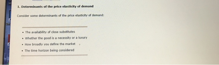 Solved 1. Determinants of the price elasticity of demand | Chegg.com