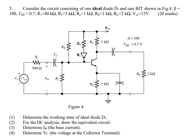 Solved 5. Consider the circuit consisting of one ideal diode | Chegg.com