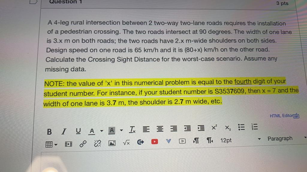 Solved a 4-leg rural intersection between 2 two-way two-lane | Chegg.com
