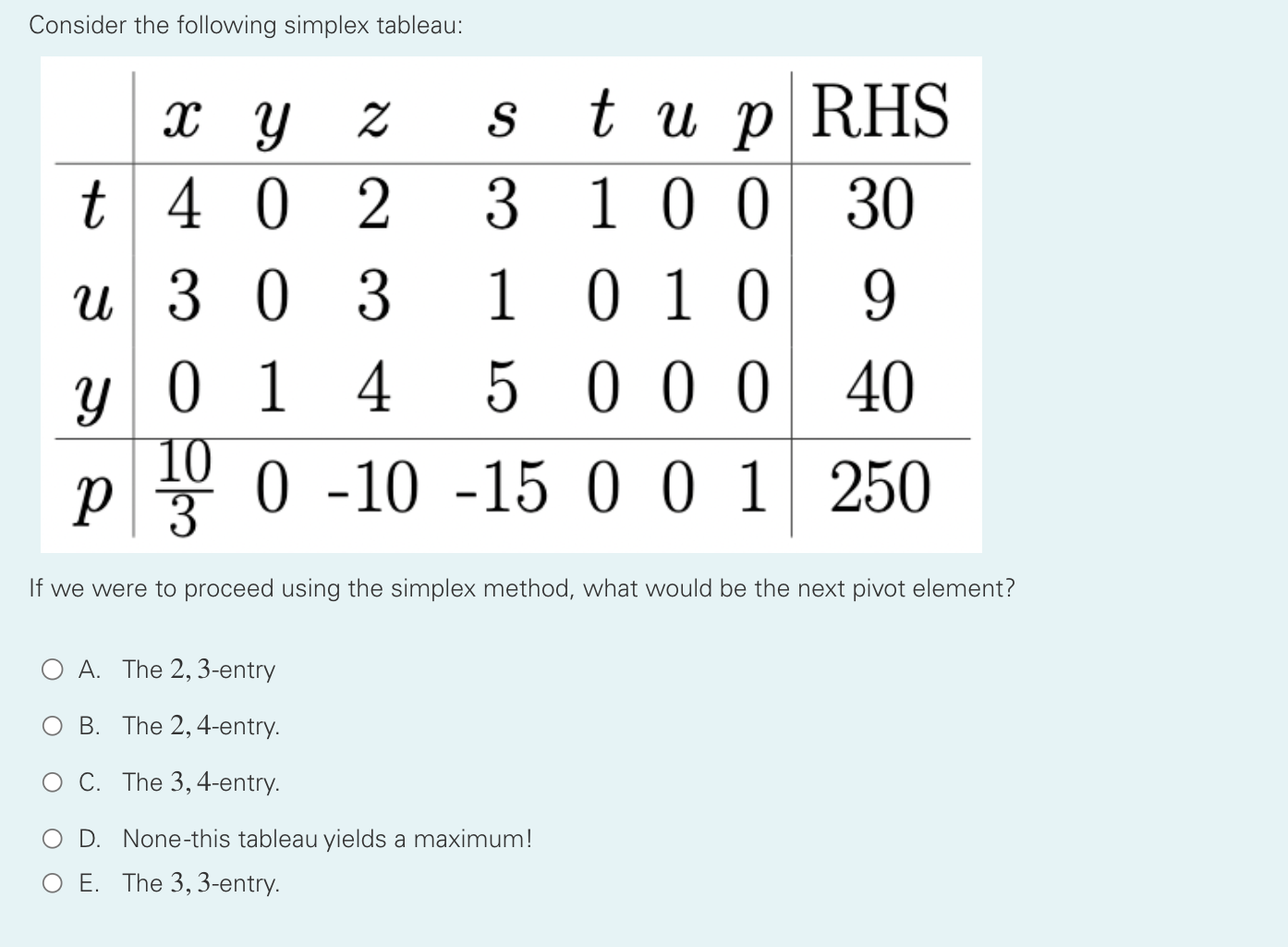 Solved Consider The Following Simplex Tableau If We Were To 