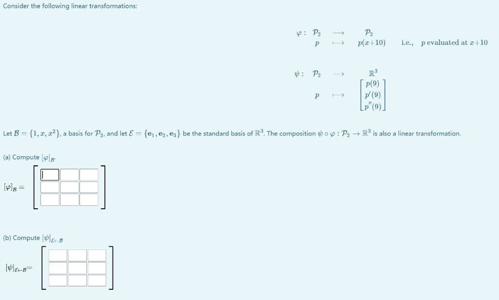Solved Consider the following linear transformations: 4: P | Chegg.com