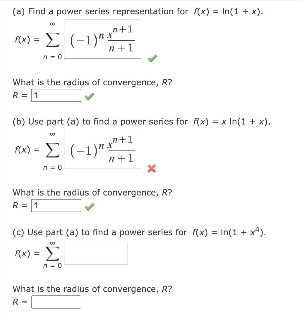 Solved (a) Find a power series representation for | Chegg.com