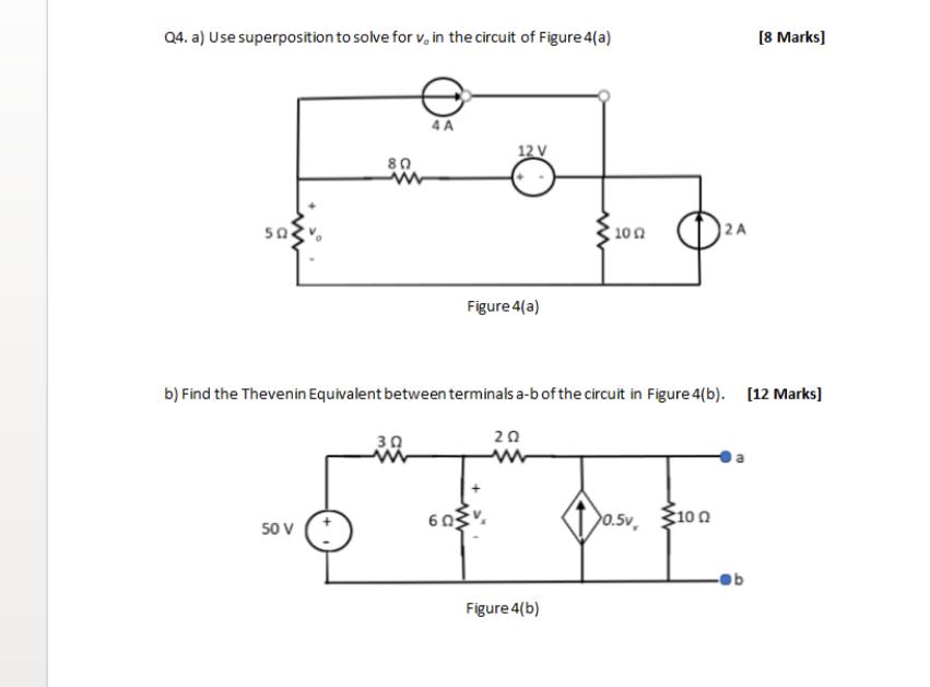 Solved Q4. a) Use superposition to solve for v, in the | Chegg.com