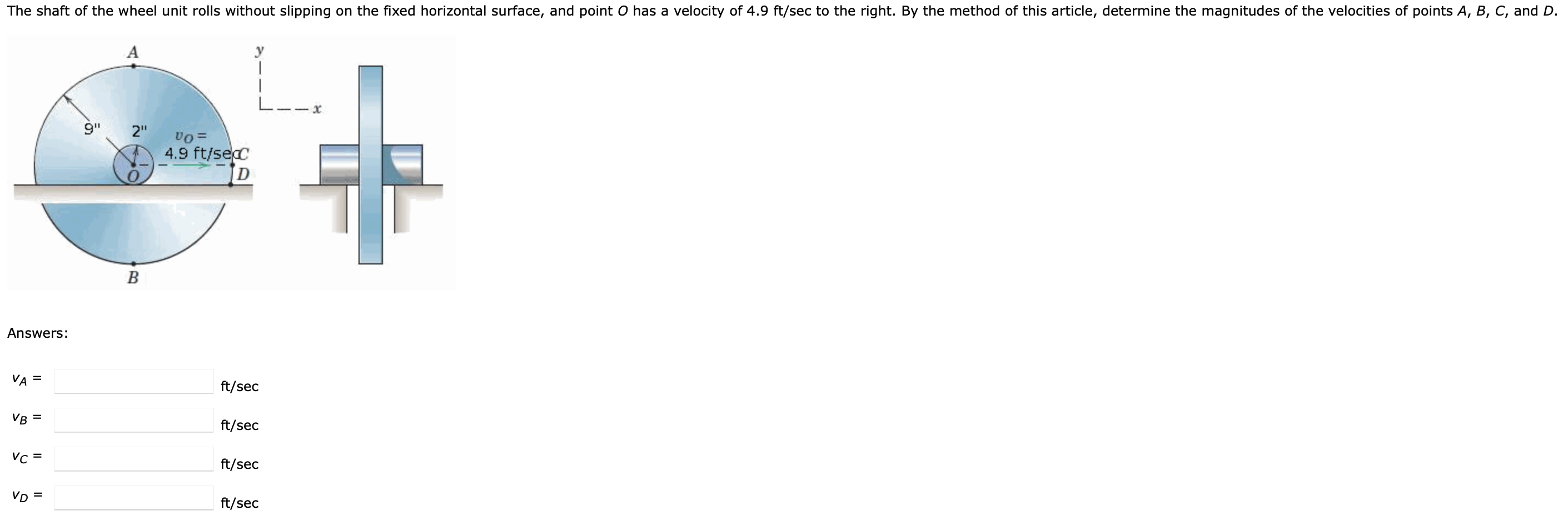 Solved The shaft of the wheel unit rolls without slipping on | Chegg.com