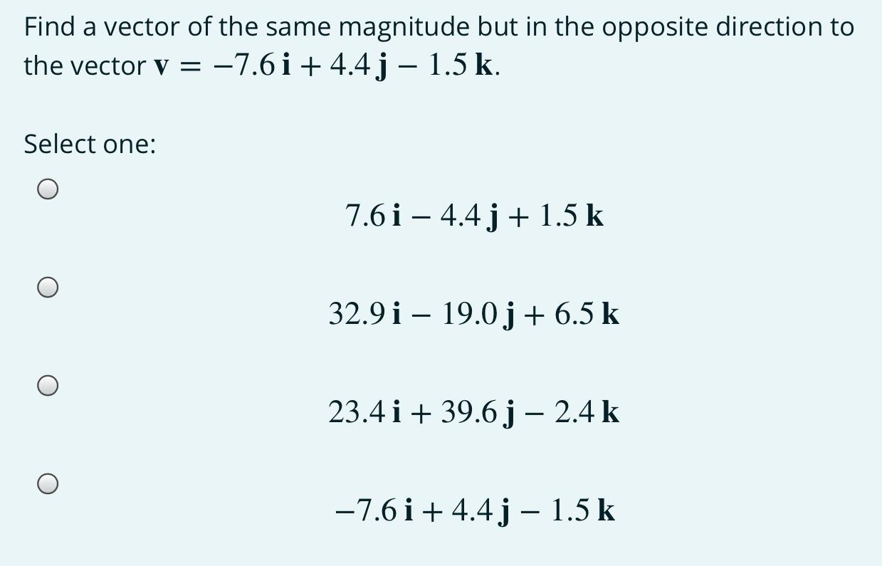 Solved Find a vector of the same magnitude but in the | Chegg.com