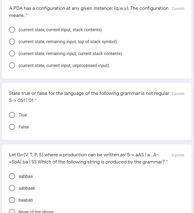 Solved A PDA has a configuration at any given instance: | Chegg.com