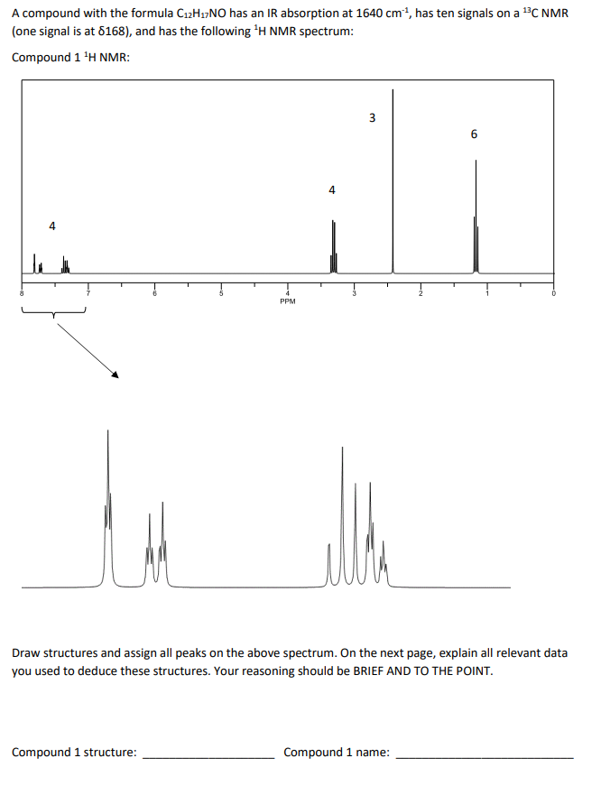 Solved A compound with the formula C12H17NO has an IR | Chegg.com
