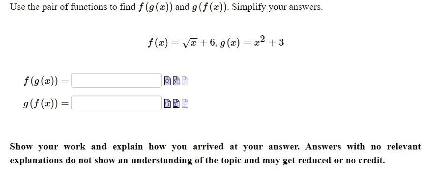 Solved Use the pair of functions to find f(g(x)) and g | Chegg.com