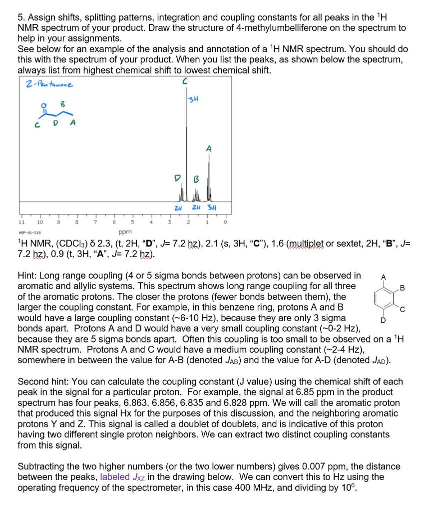 Solved 5. Assign shifts, splitting patterns, integration and | Chegg.com
