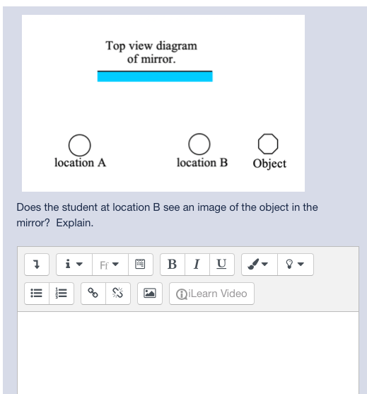 Solved Top view diagram of mirror. location A location B | Chegg.com