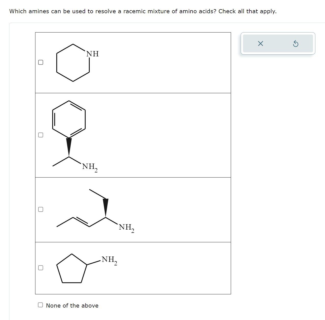 Solved Which amines can be used to resolve a racemic mixture | Chegg.com