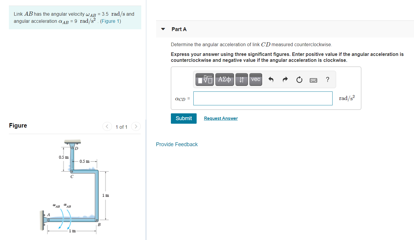 Solved Link Ab Has The Angular Velocity W Ab 35 Rads And 