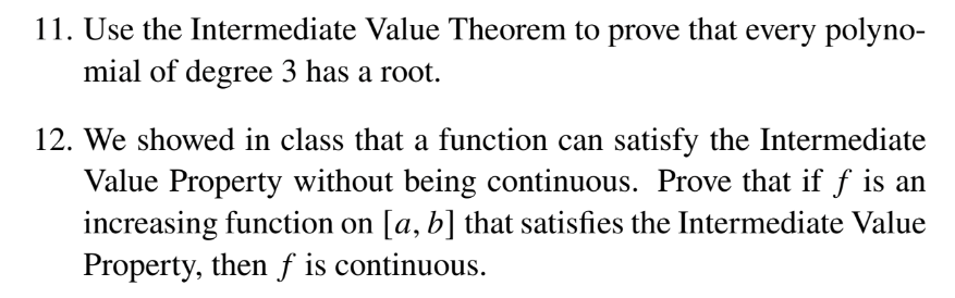 Solved 11. Use the Intermediate Value Theorem to prove that | Chegg.com