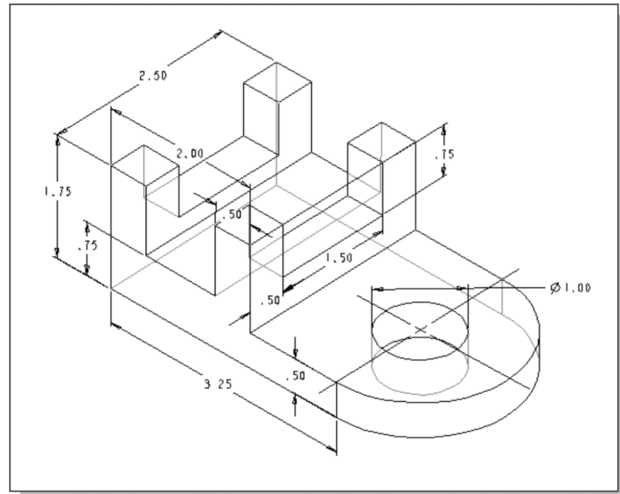 Solved Draw a 3-view orthographic (front, top, right side | Chegg.com