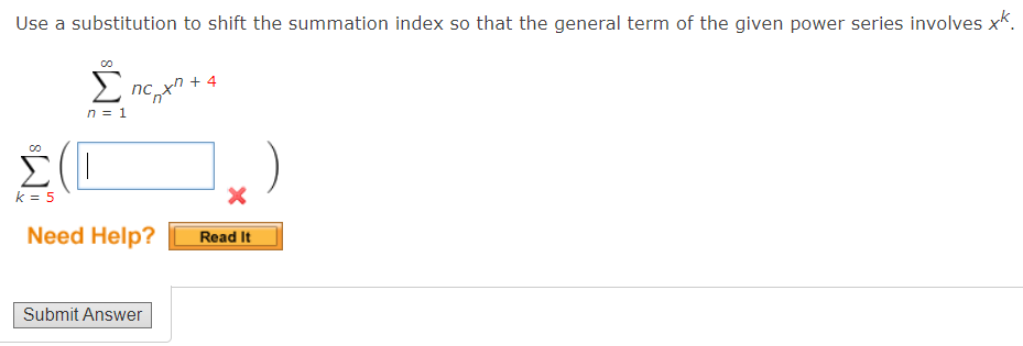 Solved Use a substitution to shift the summation index so | Chegg.com