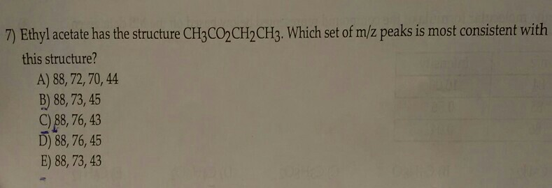 Solved 7) Ethyl acetate has the structure CH3CO2CH2CH3. | Chegg.com