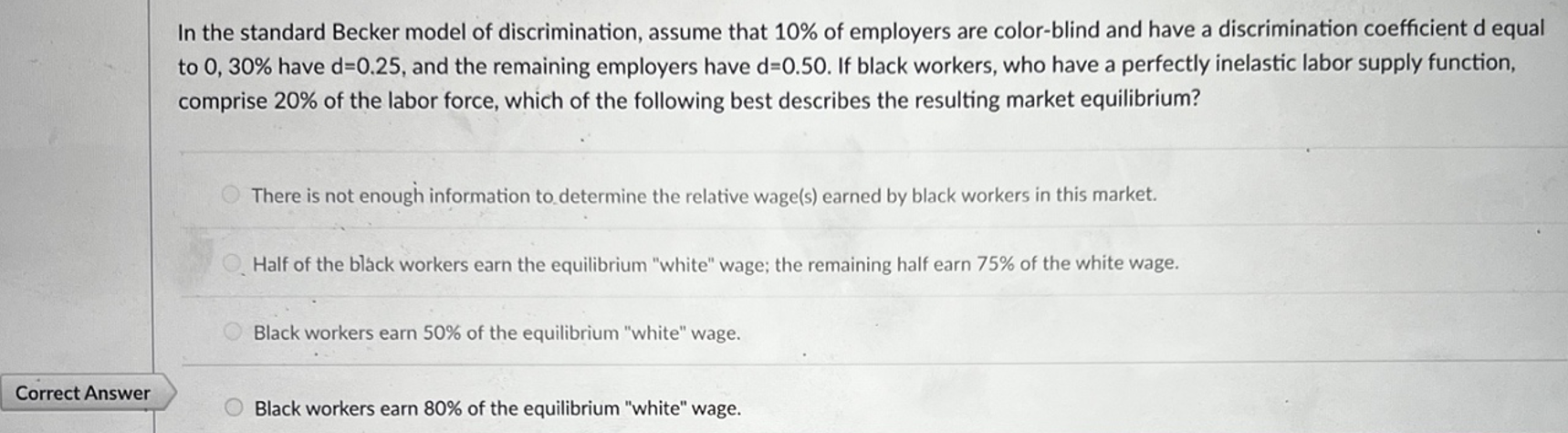 Solved In the standard Becker model of discrimination, | Chegg.com