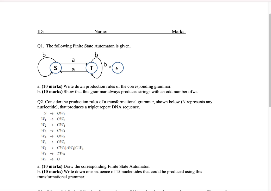 Solved Q1. ﻿The following Finite State Automaton is | Chegg.com