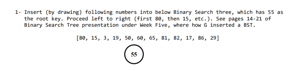 Solved 1- Insert (by drawing) following numbers into below | Chegg.com