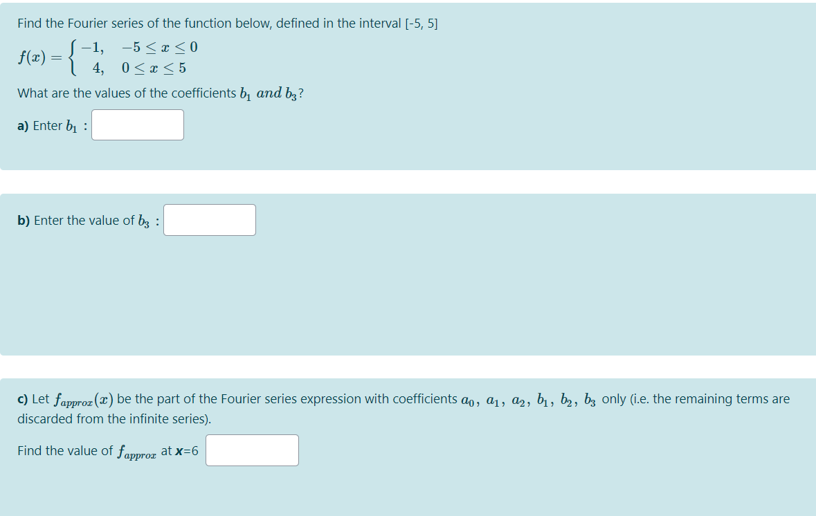 Solved Find the Fourier series of the function below, | Chegg.com
