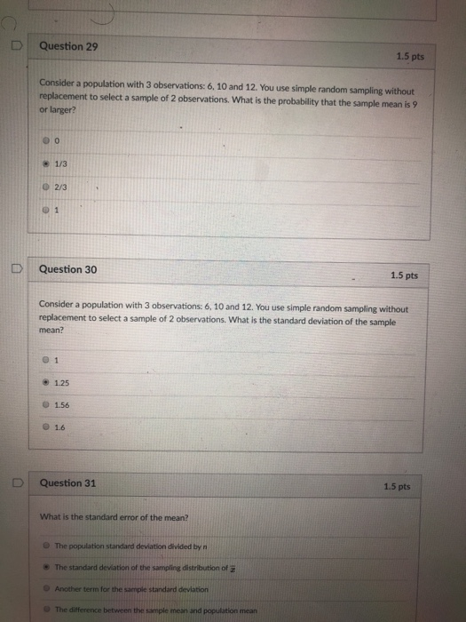 Solved D Question 29 1.5 pts Consider a population with 3 | Chegg.com