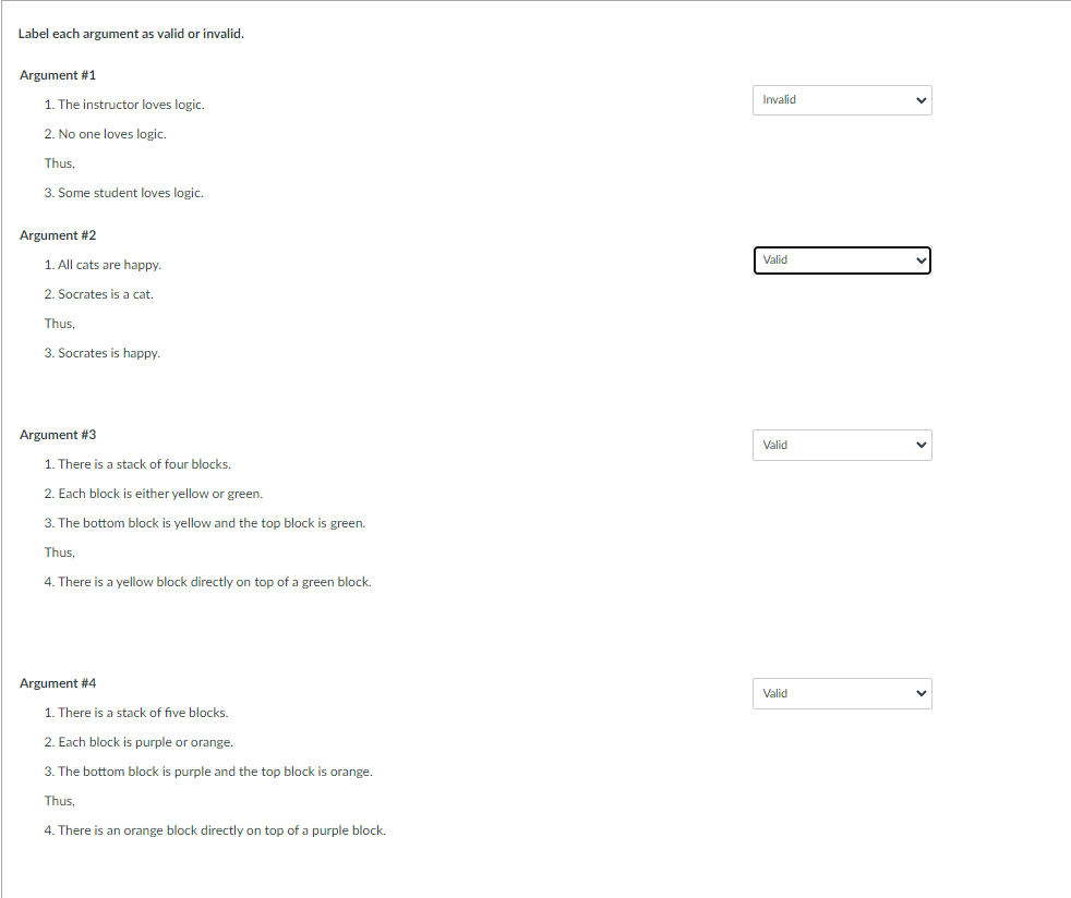 Solved Label each argument as valid or invalid. Argument #1 | Chegg.com