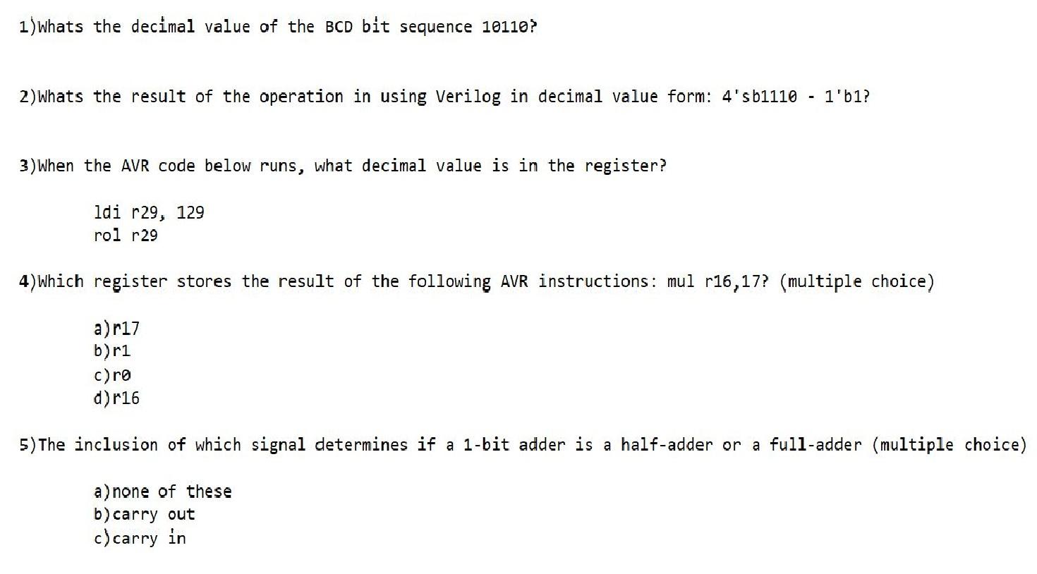 Solved 1) Whats the decimal value of the BCD bit sequence | Chegg.com