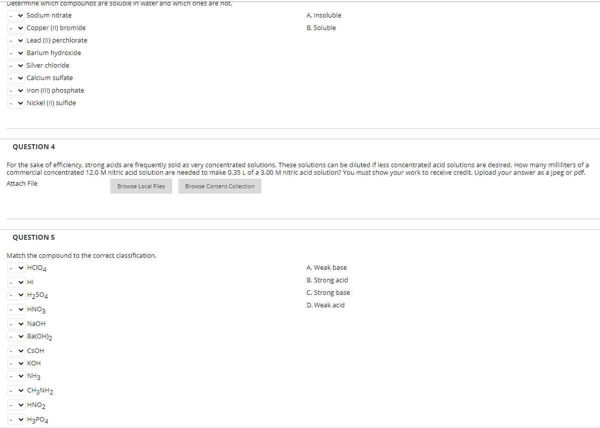 Solved Determine which compounds are soluble in water and | Chegg.com