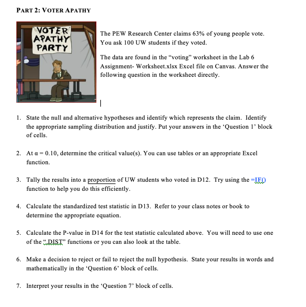 PART 2: VOTER APATHY VOTER APATHY PARTY The PEW | Chegg.com