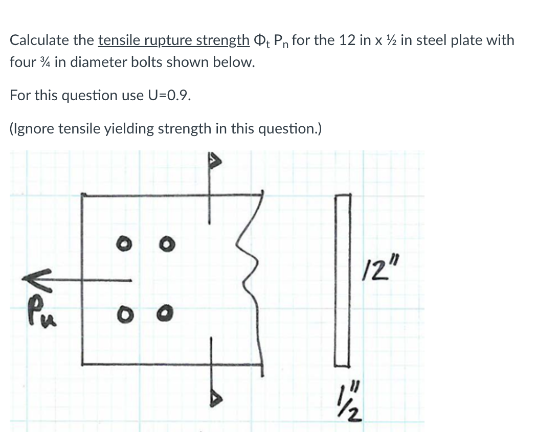 Solved Calculate the tensile rupture strength ΦtPn for the | Chegg.com