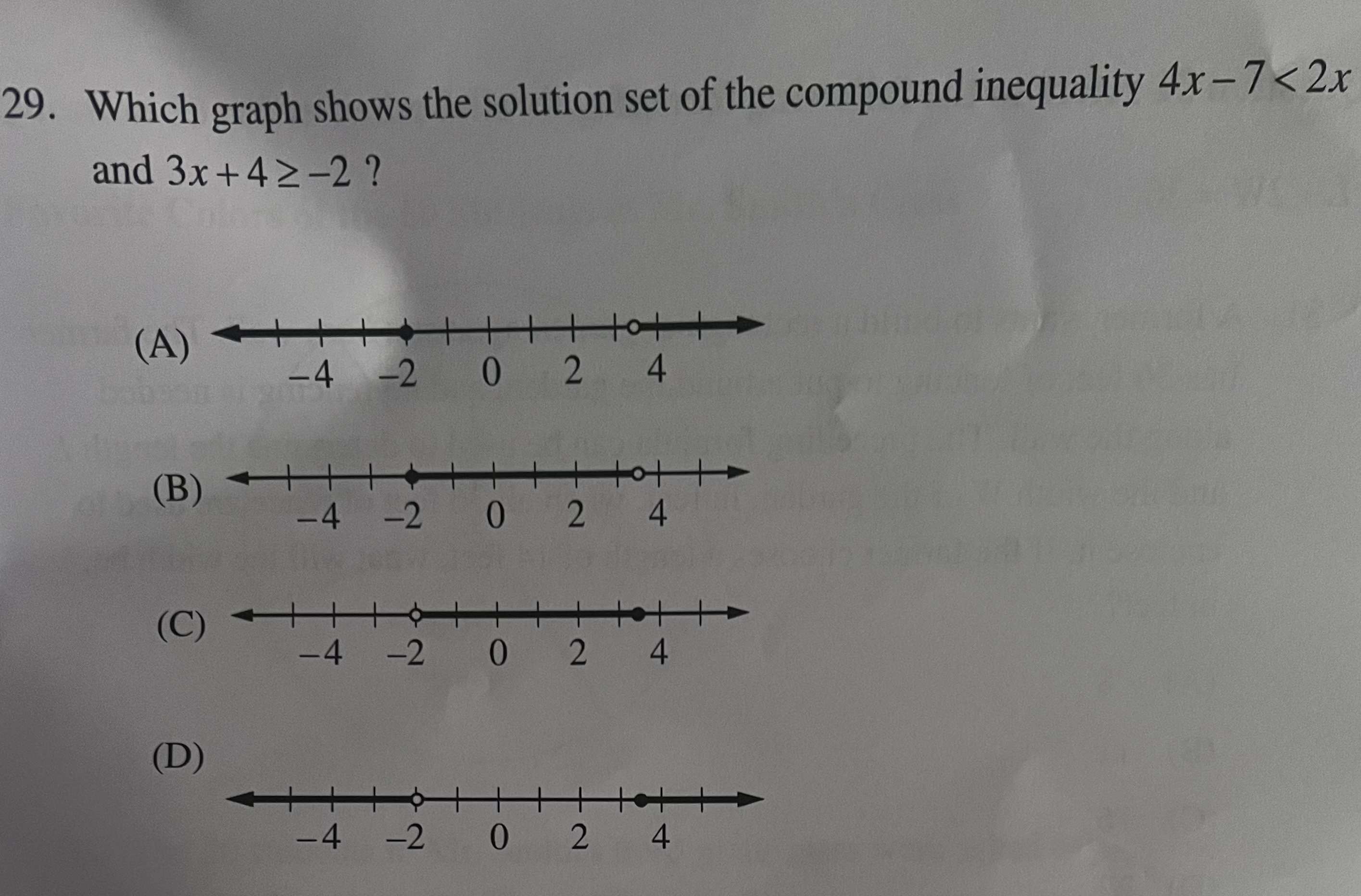 Solved 9. Which graph shows the solution set of the compound | Chegg.com