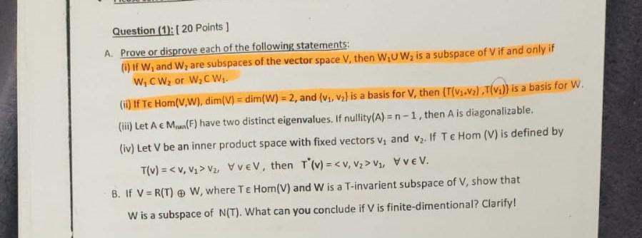 Solved Question (1): [ 20 Points ] A. Prove or disprove each | Chegg.com